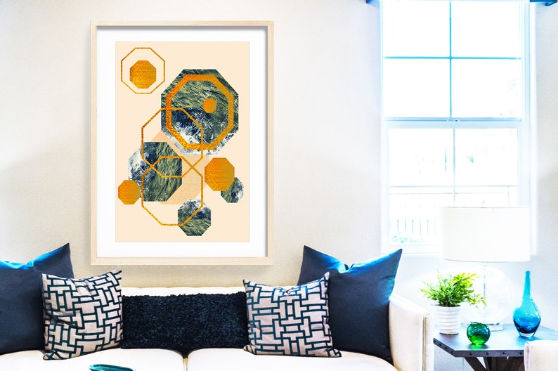 Geometric Original Nature Print, Abstract Octagon, Modern Art ...