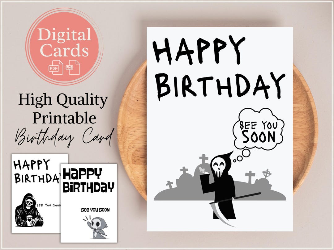 Funny Birthday Card Grim Reaper | Dark Humor Birthday Wishes ...