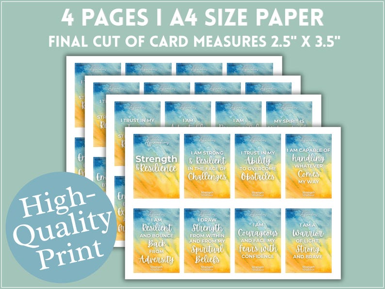 Strength & Resilience Affirmation Cards: Printable Manifestation Board ...