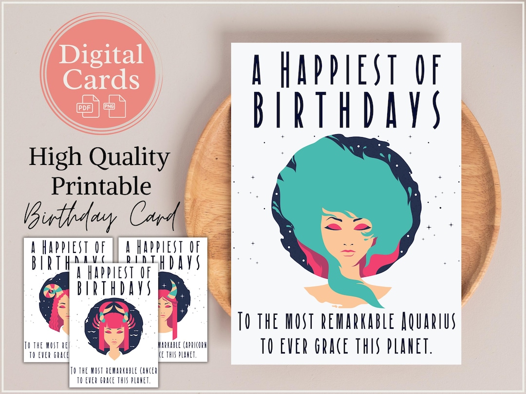 Printable Birthday Card - Zodiac Signs Foldable Card | Unique Design ...