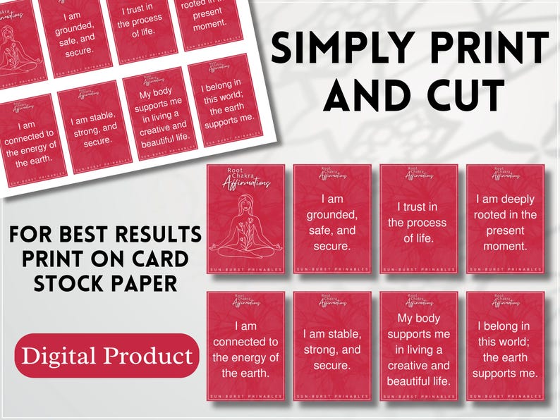 Root Chakra Affirmation Cards: 31 Daily Mindfulness Cards (digital ...