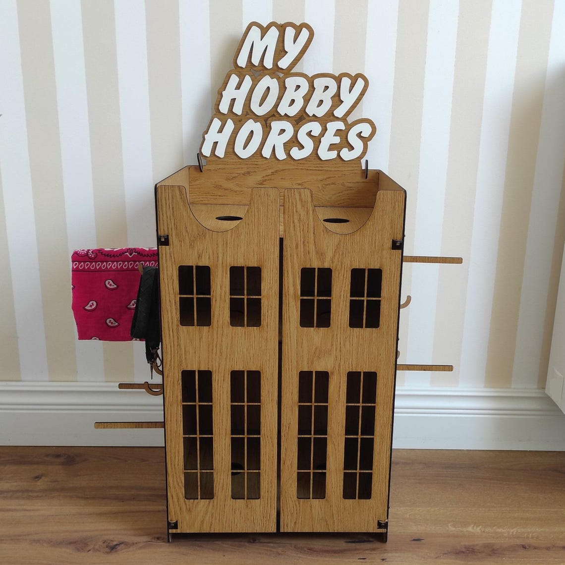 Wooden Hobby Horse Stable: Toy Barn With Accessory Organizer - Etsy