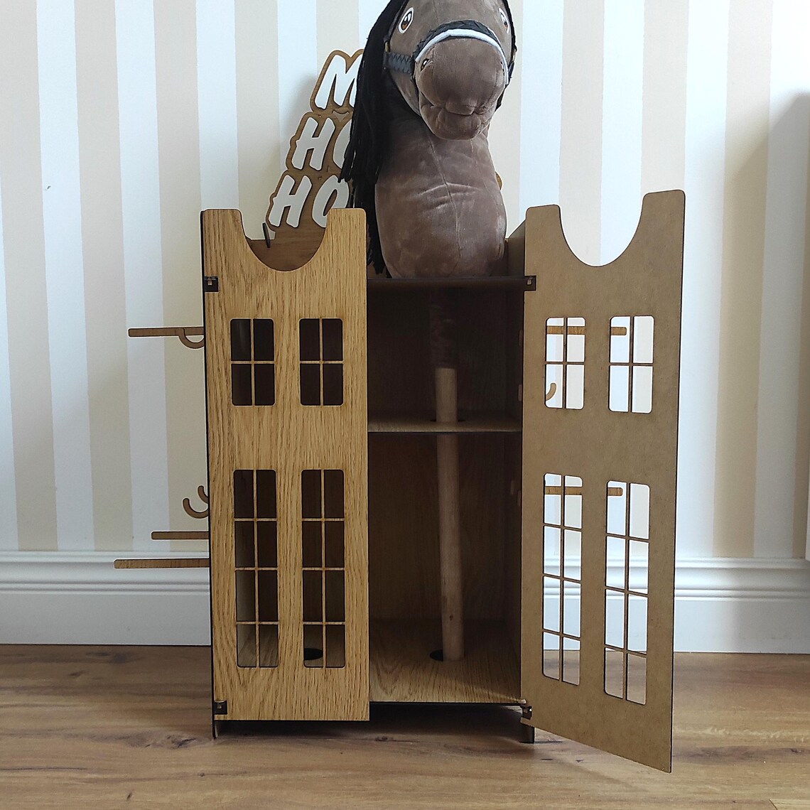 Wooden Hobby Horse Stable: Toy Barn With Accessory Organizer - Etsy