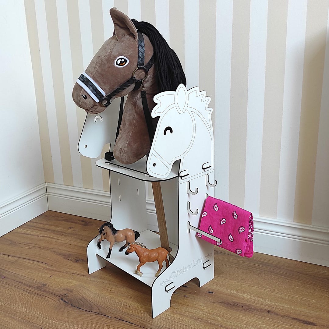 Hobby Horse Stable, Horse-shaped Stand With Hangers & Hooks, White MDF ...