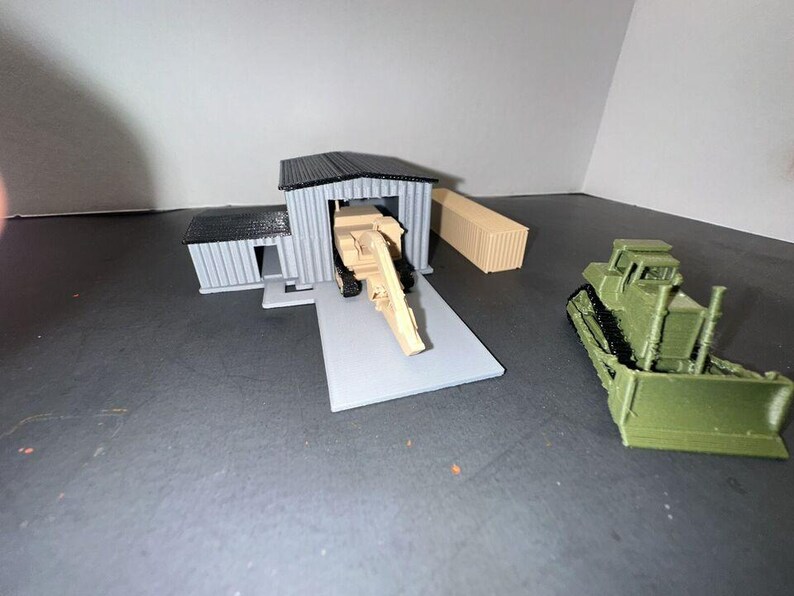 N - Scale Truck Repair Garage + Dozer & Excavator Shop Commercial 1:160 ...