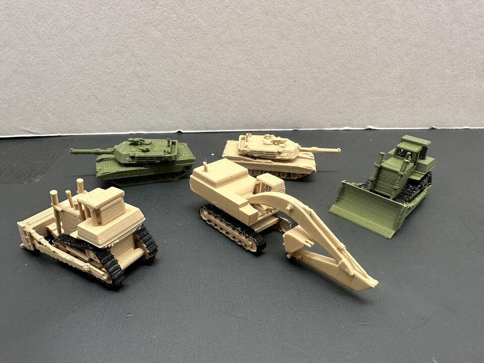 N - Scale Construction Vehicle 5-pack in Army Desert Tan and Military ...