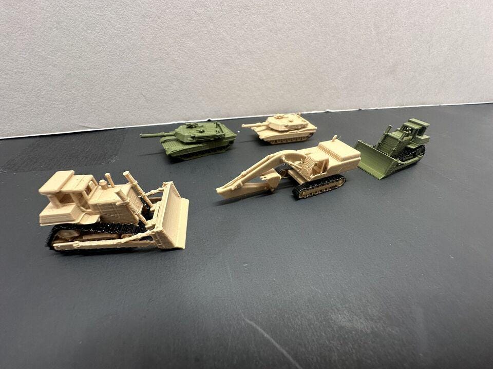 N - Scale Construction Vehicle 5-pack in Army Desert Tan and Military ...