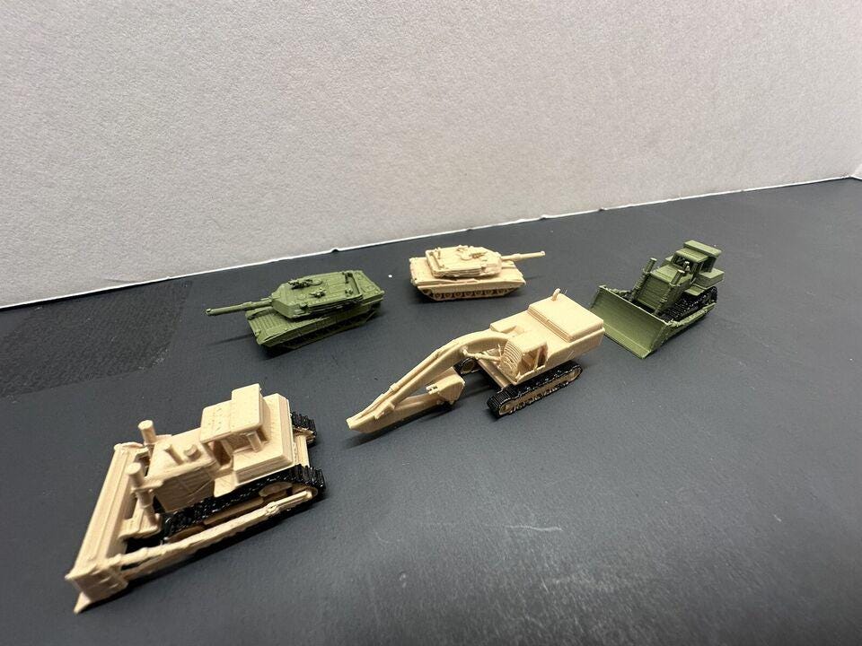 N - Scale Construction Vehicle 5-pack in Army Desert Tan and Military ...