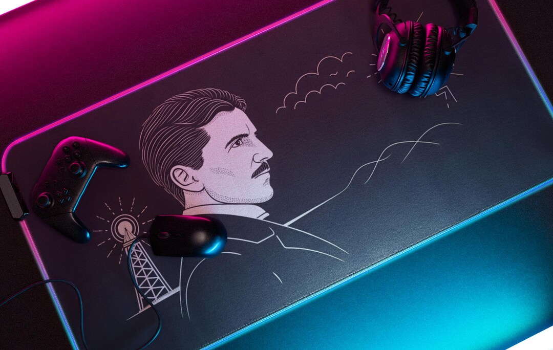 Nikola Tesla Desk Mat, Minimalist Scientist Mouse Pad - Unique ...