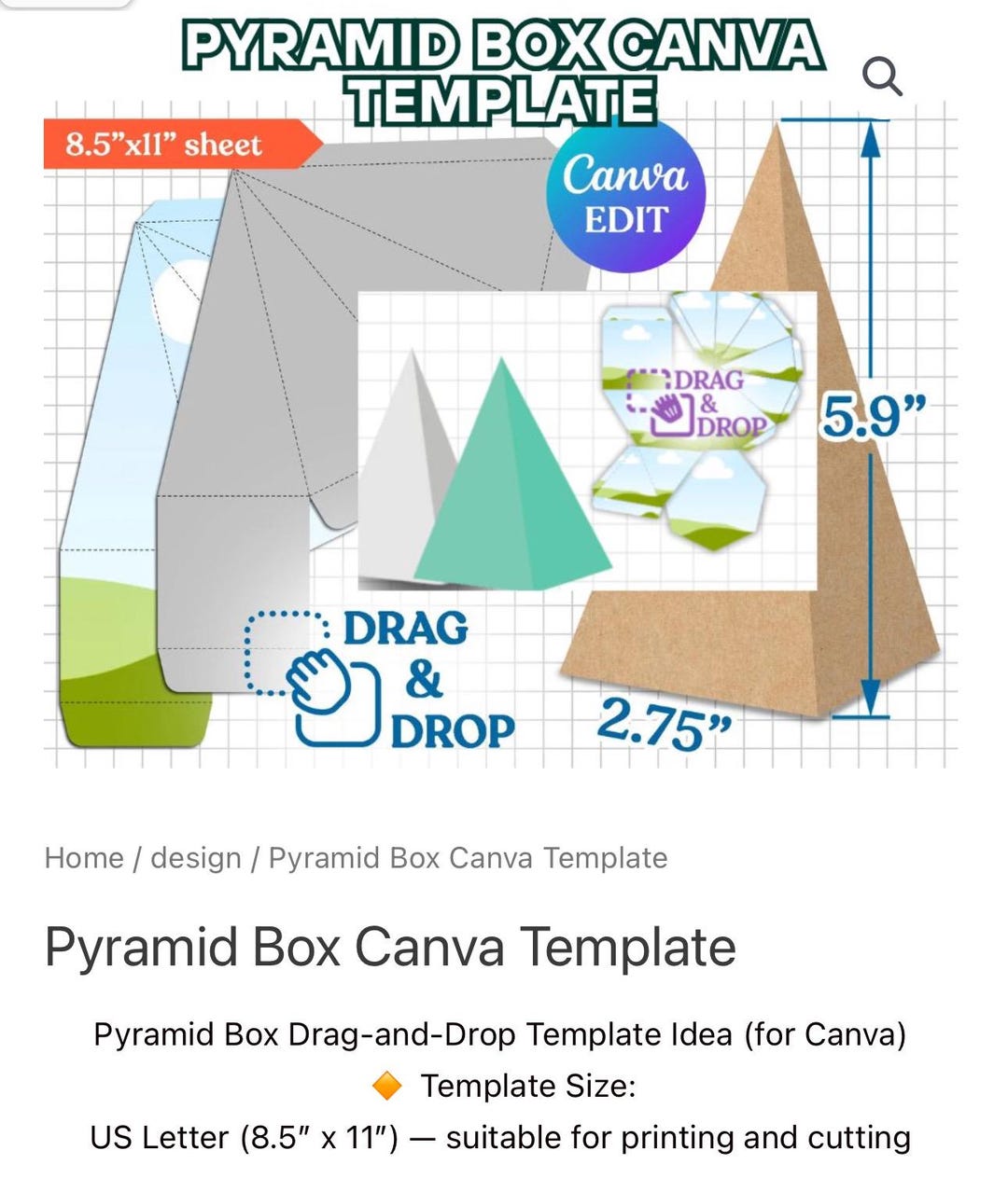Pyramid Box Template - Etsy