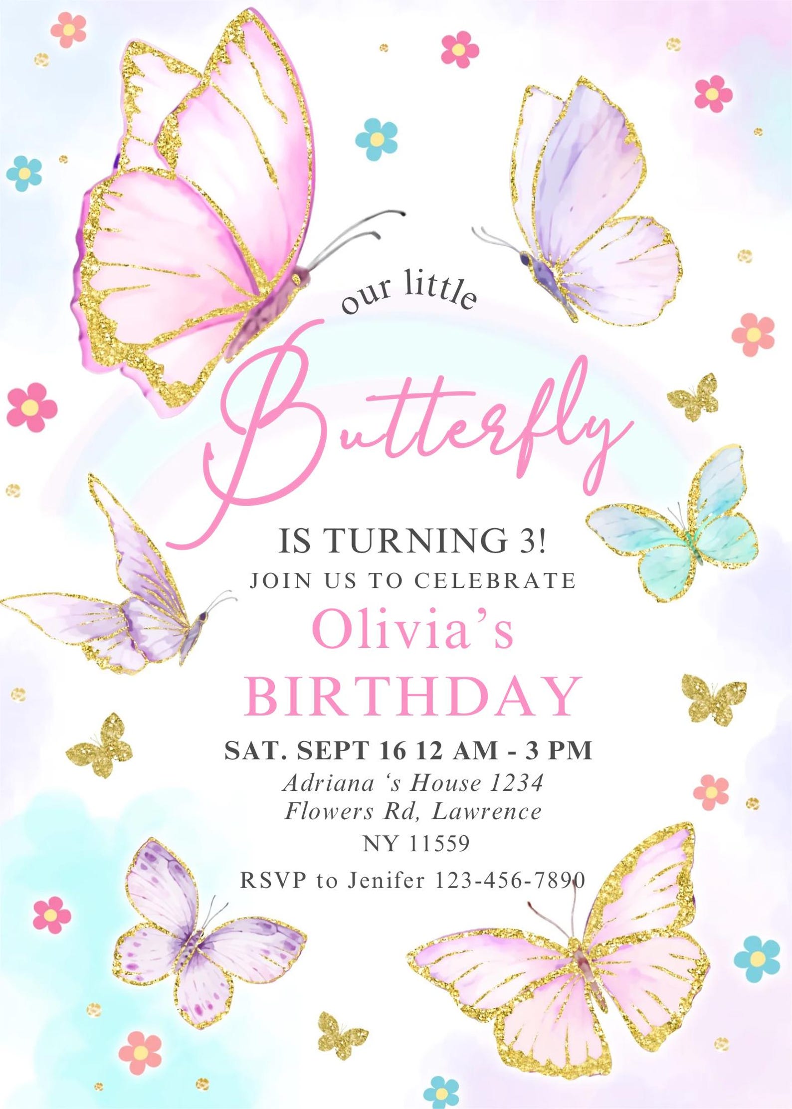 Butterfly Party Invite Template - Etsy
