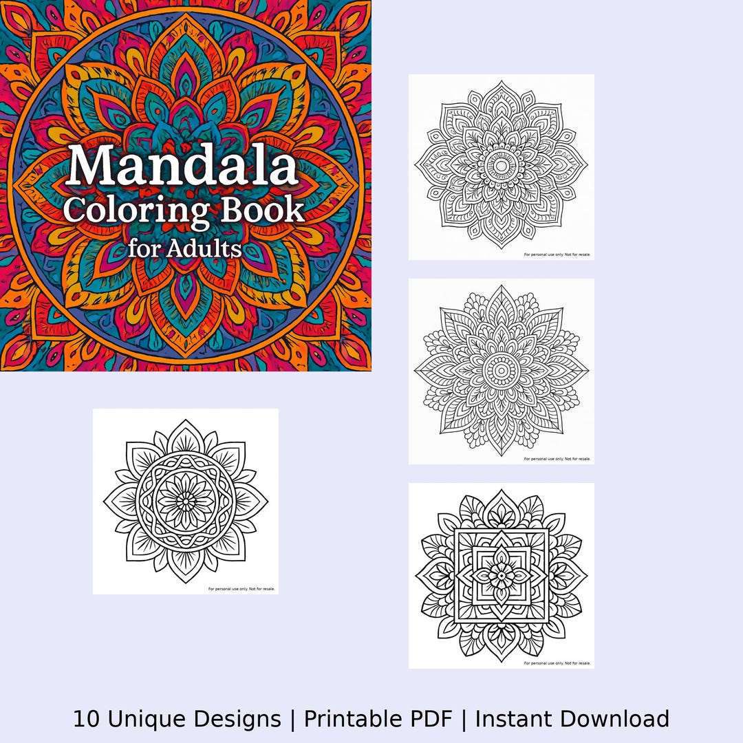 Mandala Coloring Book for Adults –PDF File - Etsy