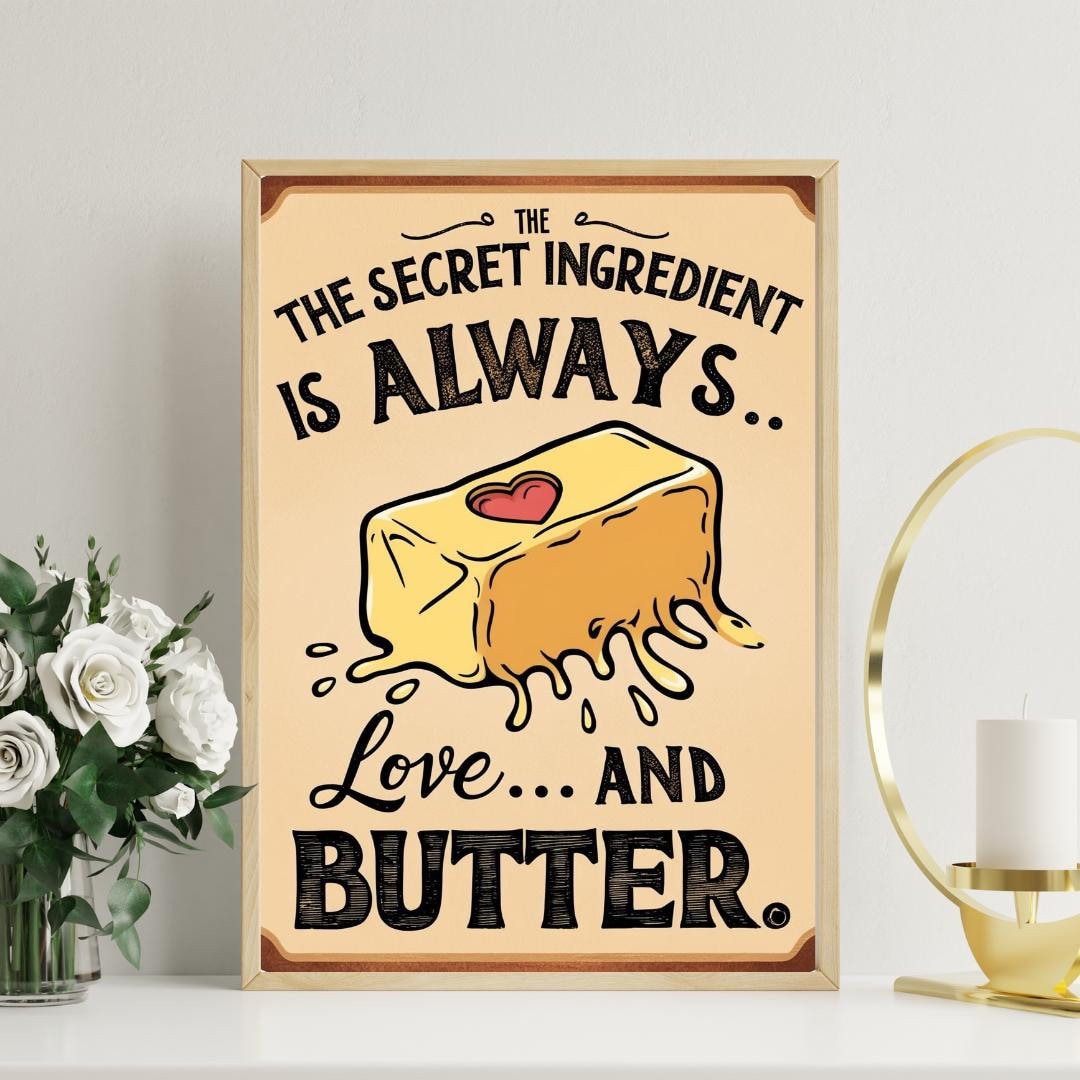 The Secret Ingredient is Always Love and Butter Wall Art - Framed ...