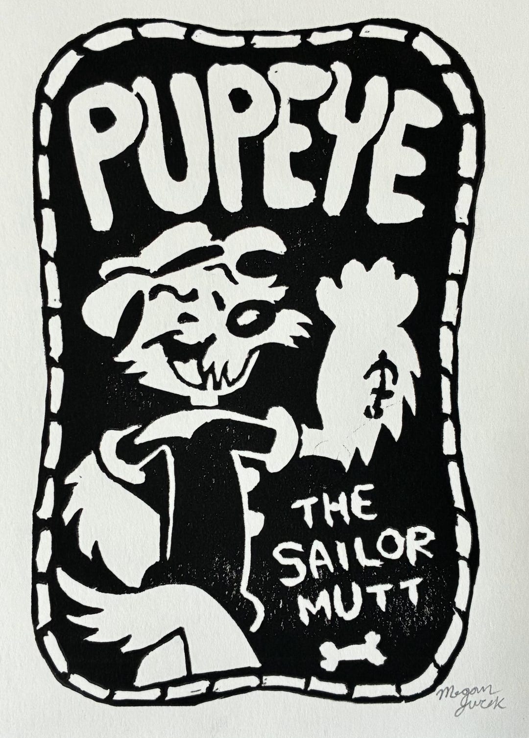 Linocut Print - Pupeye the Sailor Mutt - Etsy