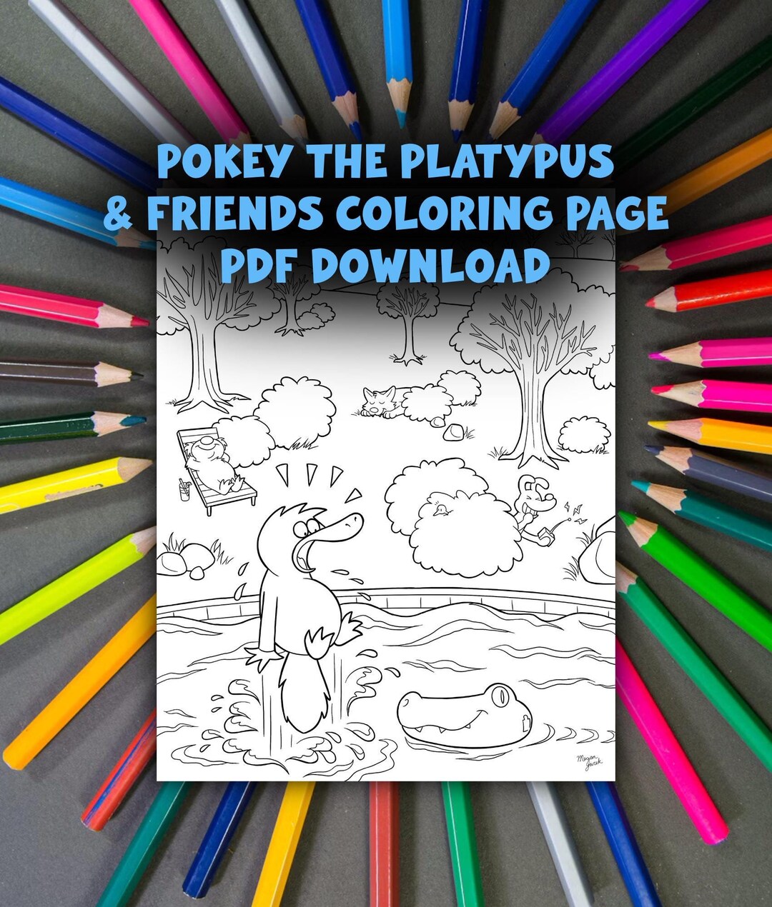 Pokey the Platypus & Friends Coloring Page - PDF Download - Koala ...