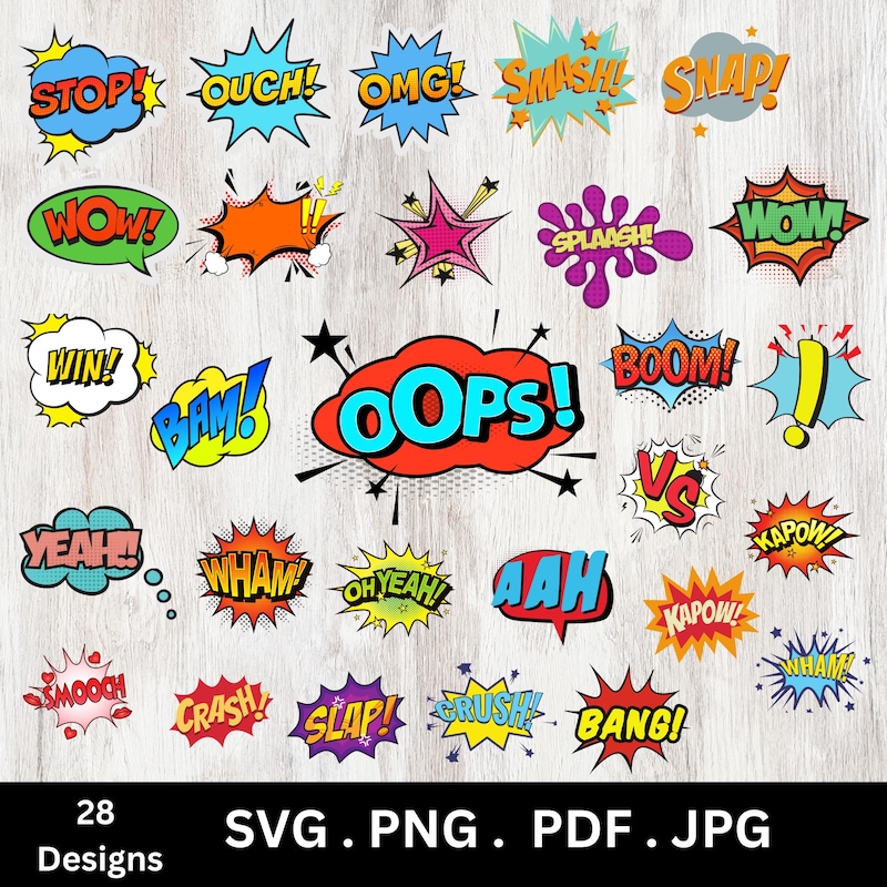 Comic Book Words - Etsy