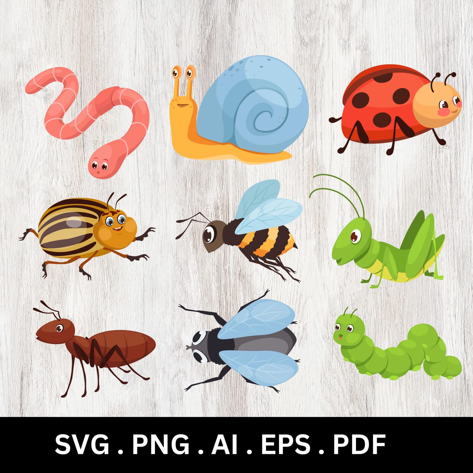 Insect Svg, Ladybug Svg, Cute Bugs Svg Bundle, Insect Clipart, Spring ...