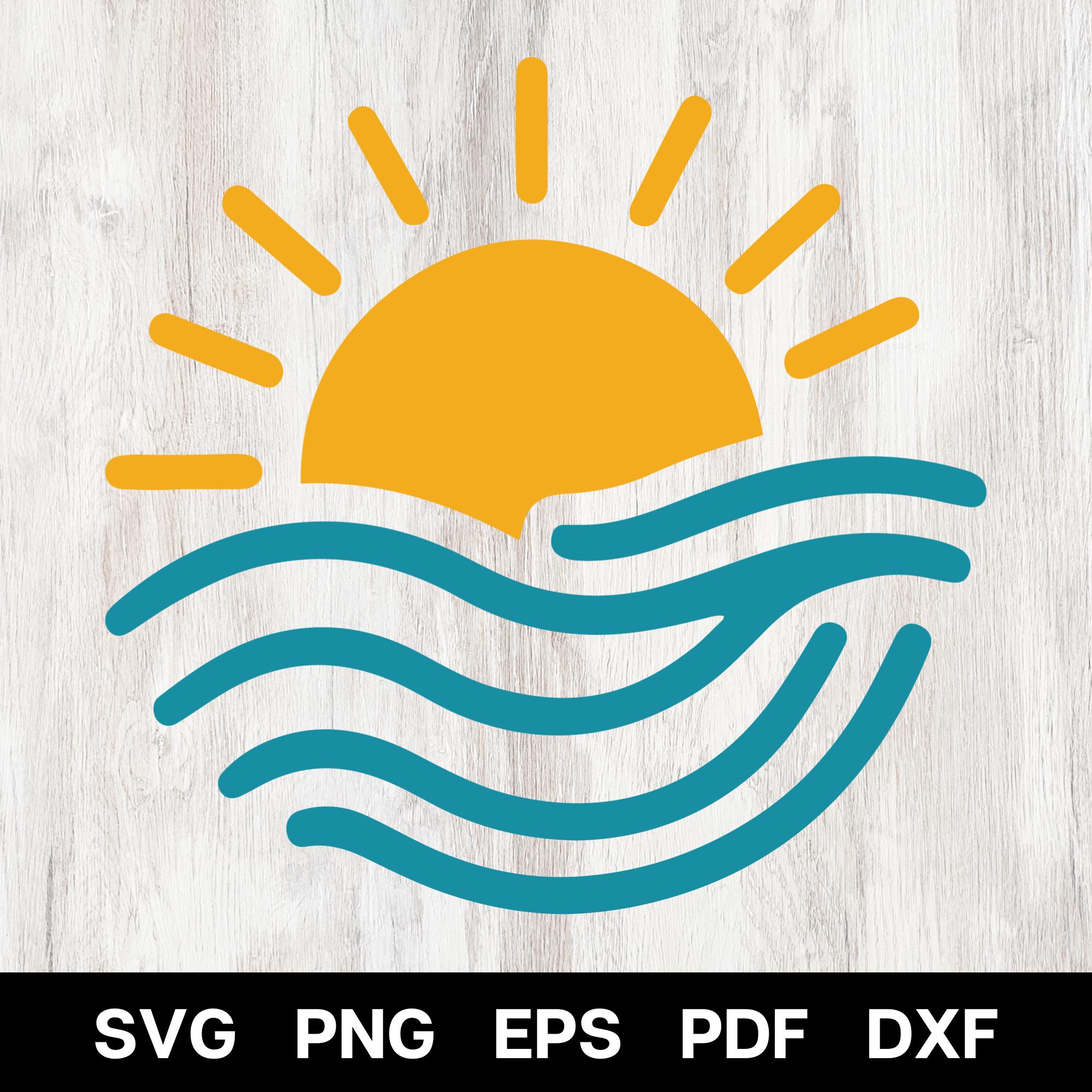 Sun and Waves Svg, Sun Svg, Sea Waves Svg, Ocean Waves Svg, Sunrise Svg ...