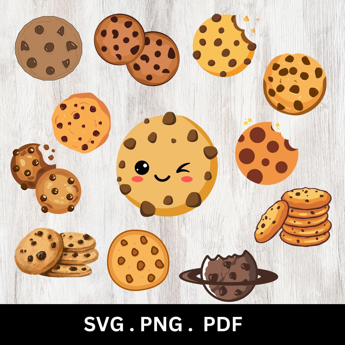 Cookies Svg, Chocolate Chip Cookies Svg, Cookie Clipart, Baking Svg ...
