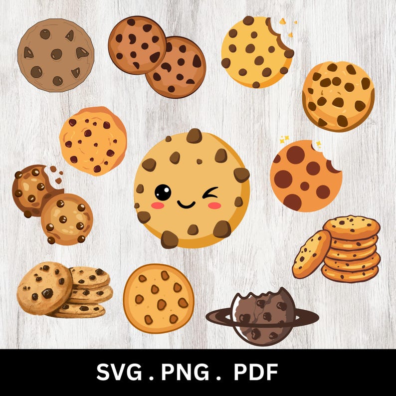 Cookies Svg, Chocolate Chip Cookies Svg, Cookie Clipart, Baking Svg ...