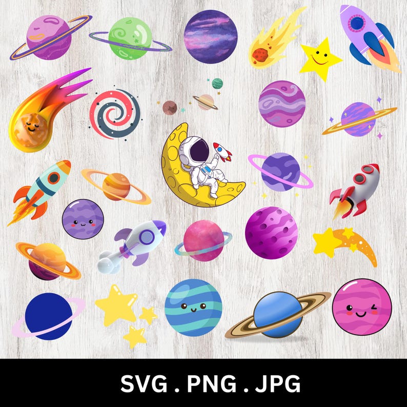 Space Svg, Planets Svg, Galaxy Svg, Rocket Svg, Outer Space Clipart ...