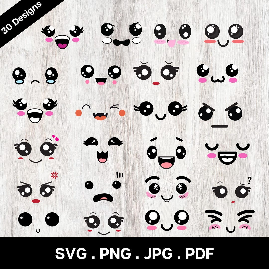 Kawaii Face Svg, Cute Face Clipart, Cartoon Face Svg, Cute Face Svg ...