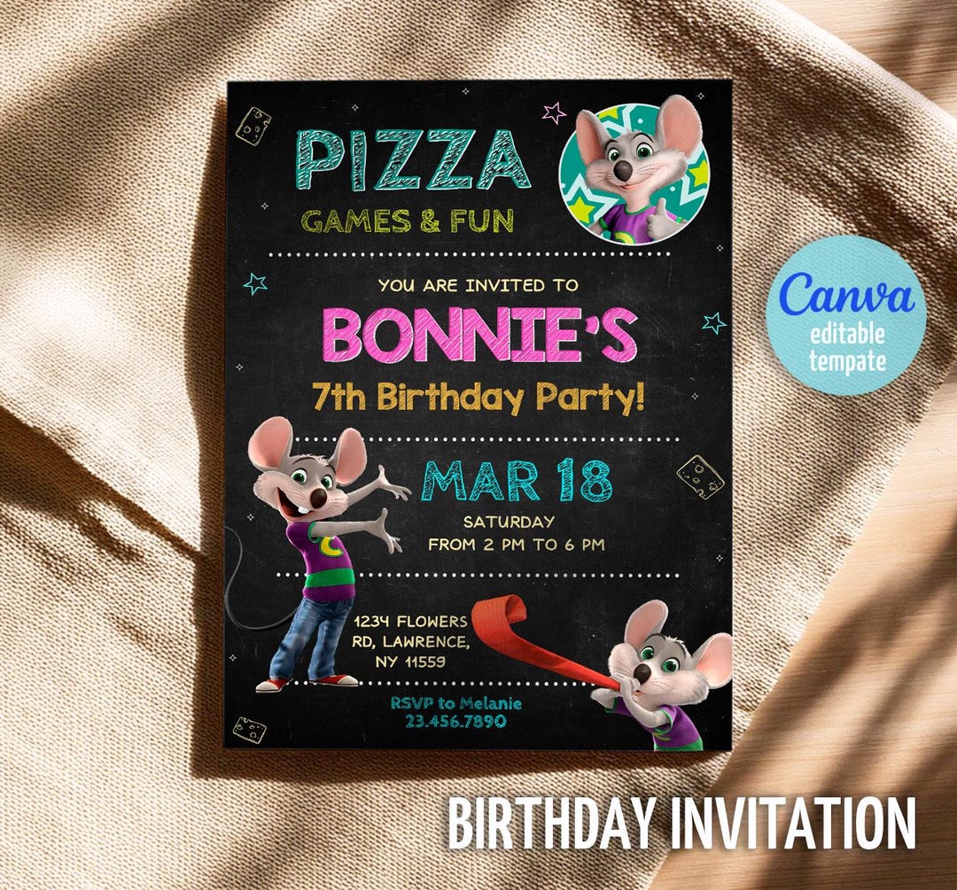 Chuck-e-cheese Editable Invitation, Printable Birthday Invite, Mouse ...