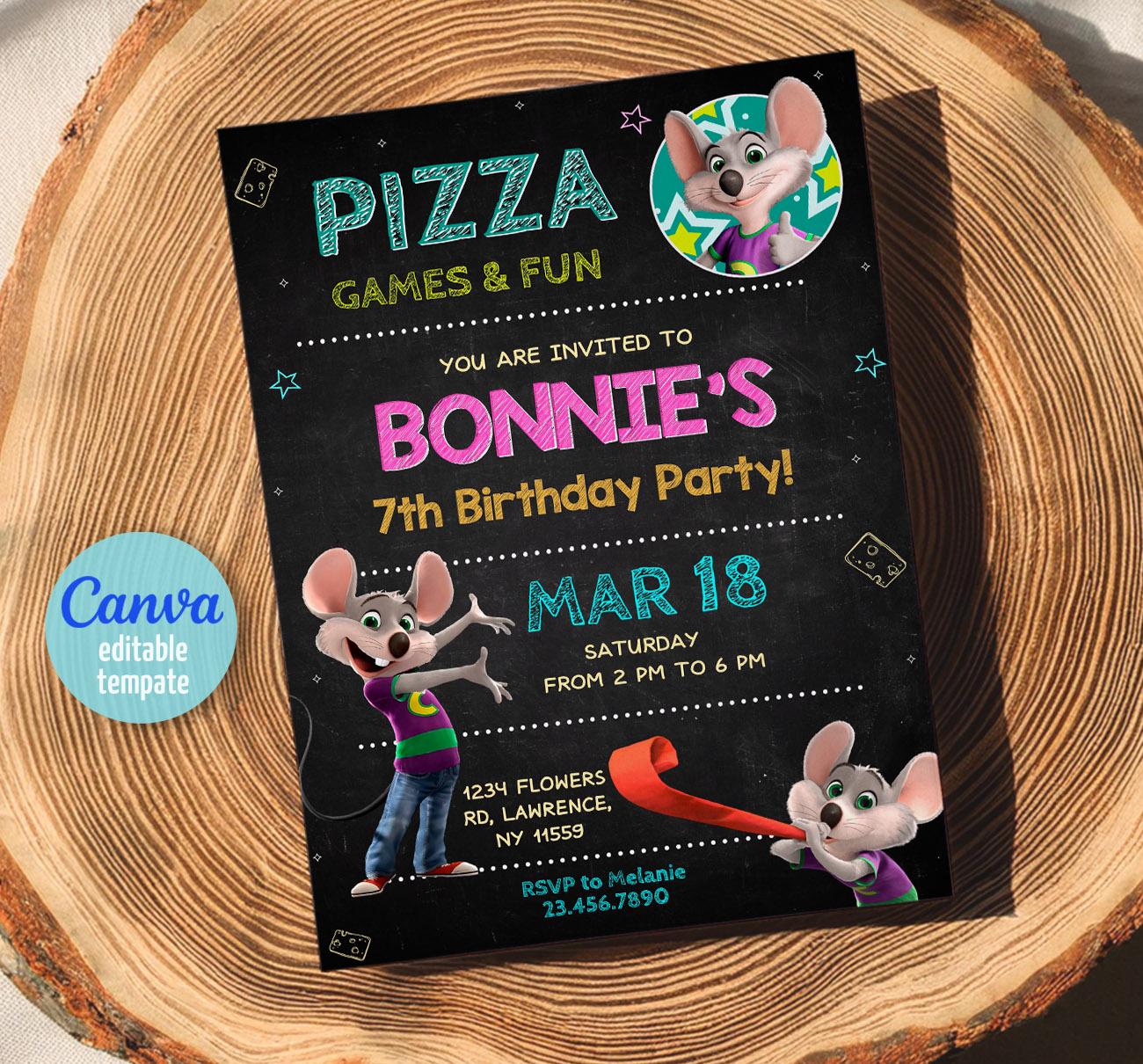 Chuck-e-cheese Editable Invitation, Printable Birthday Invite, Mouse ...