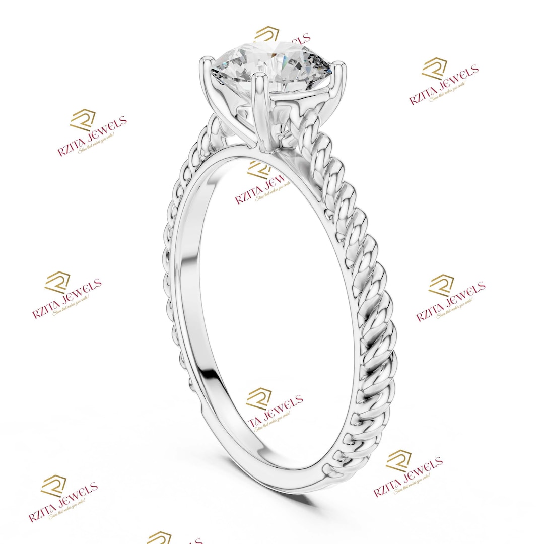 Twisted Rope Solitaire Engagement Ring | Tulip or Prong Setting With a ...