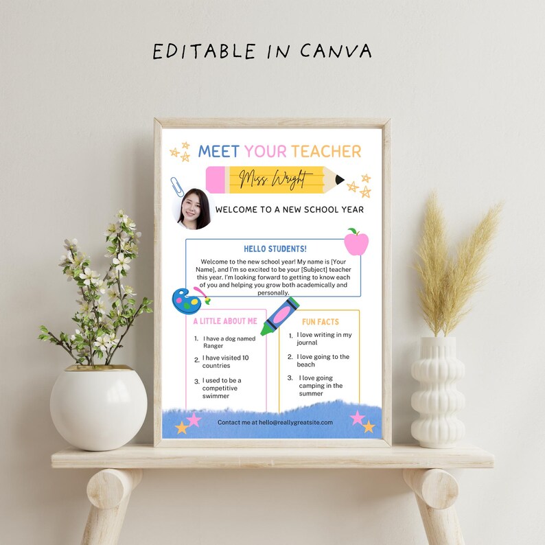 Editable Meet the Teacher Template, Back to School Handout , School ...