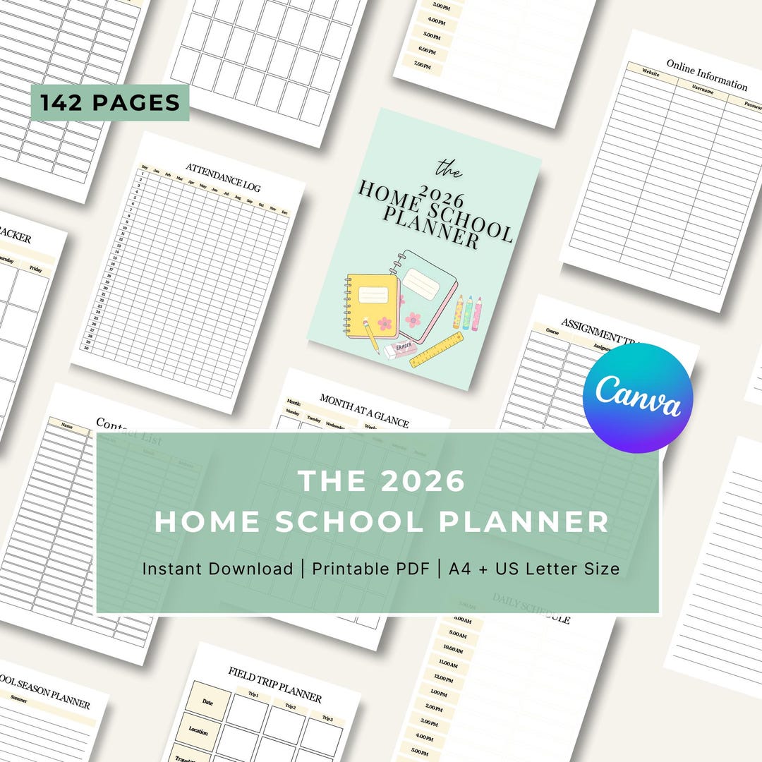 2026 Homeschool Planner, Daily Planner, Lesson Organizer, Academic ...
