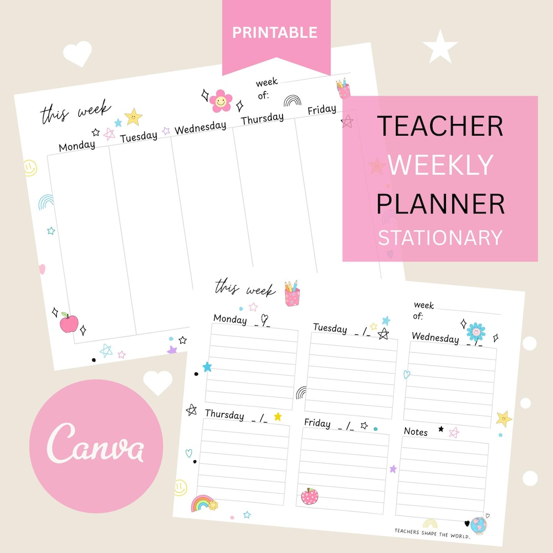 Editable Teacher Weekly Planner: Colorful Lesson Plan Template (digital ...