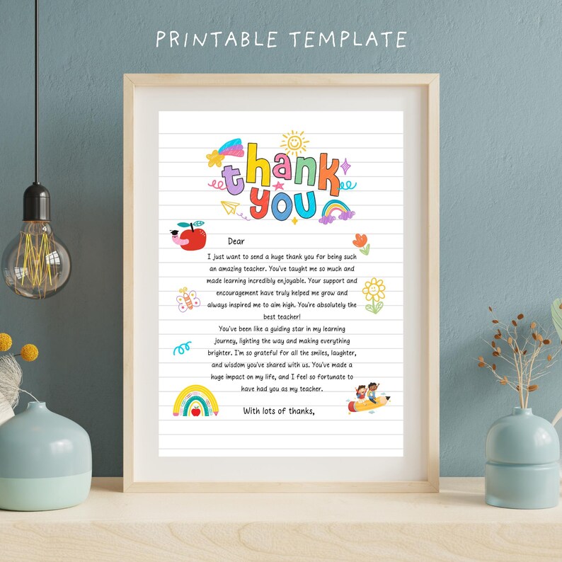 Editable Teacher Appreciation Letter, End of School Year Thank You ...