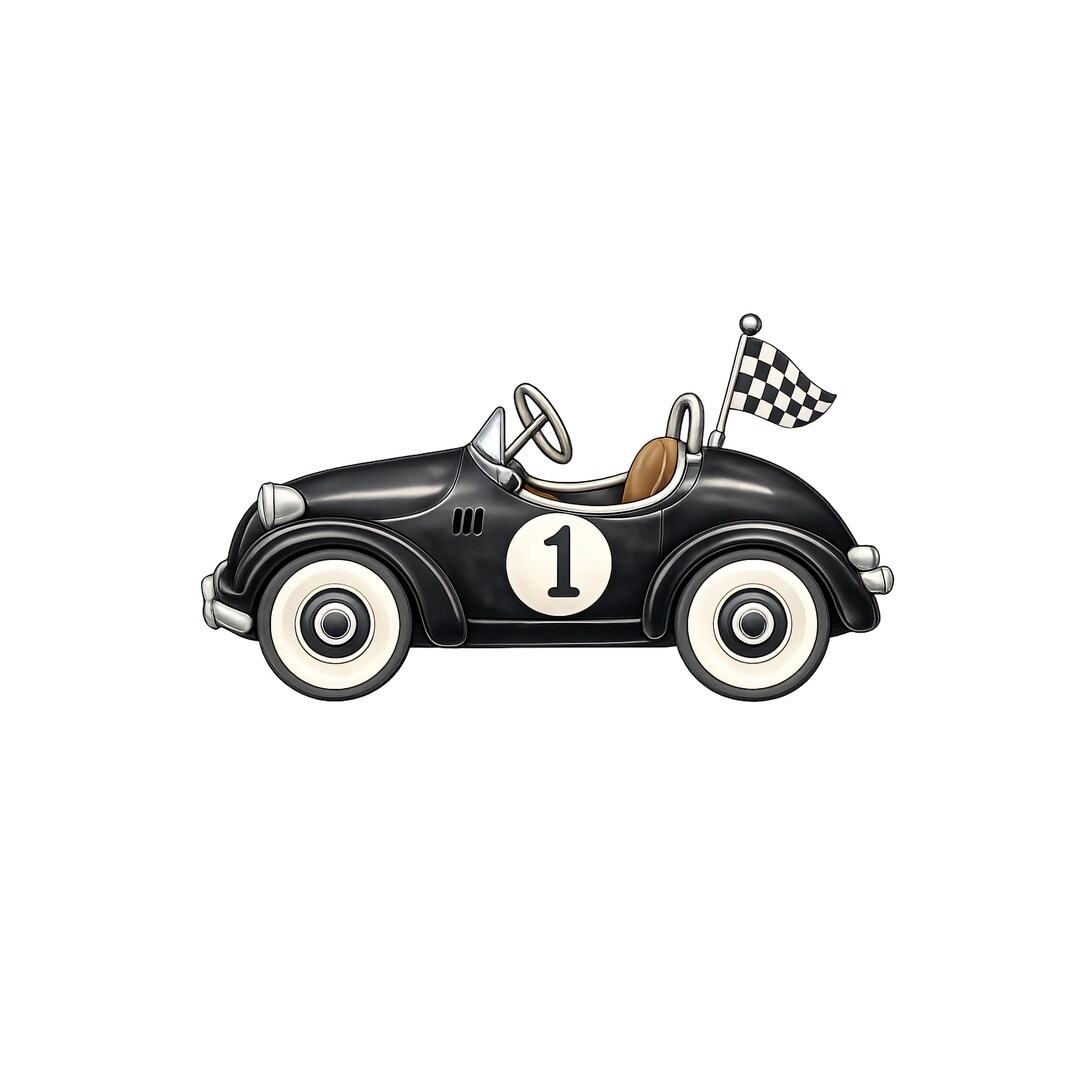 Vintage Black Race Car 1st Birthday PNG: Fast One Design (digital ...