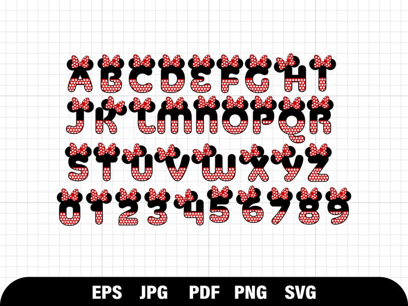 Mickey Font SVG, Mickey Alphabet, Png, Eps, Svg Digital Download, Mouse ...
