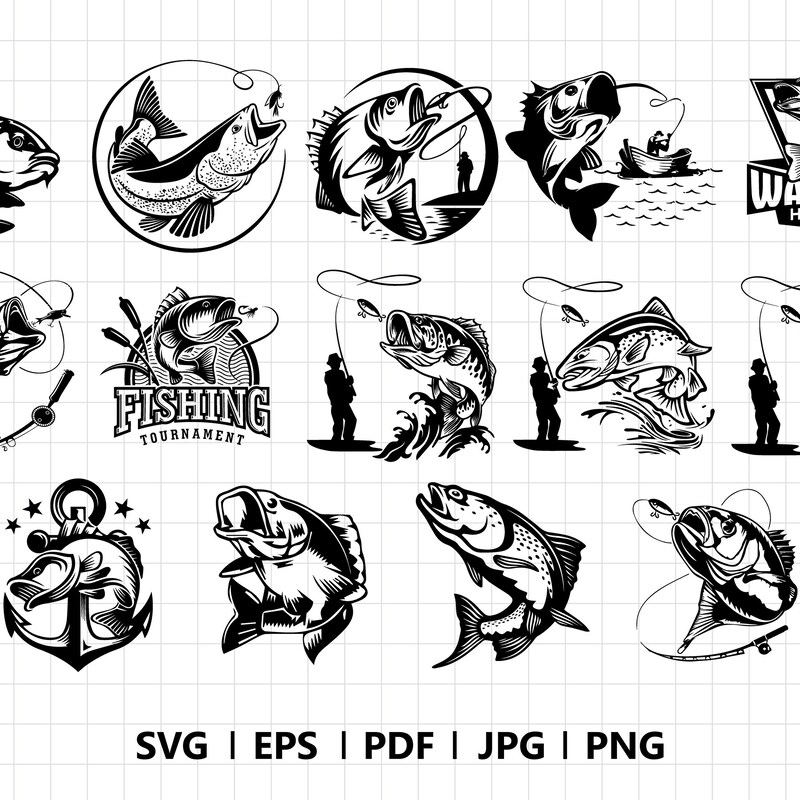 Catching Fish Svg - Etsy