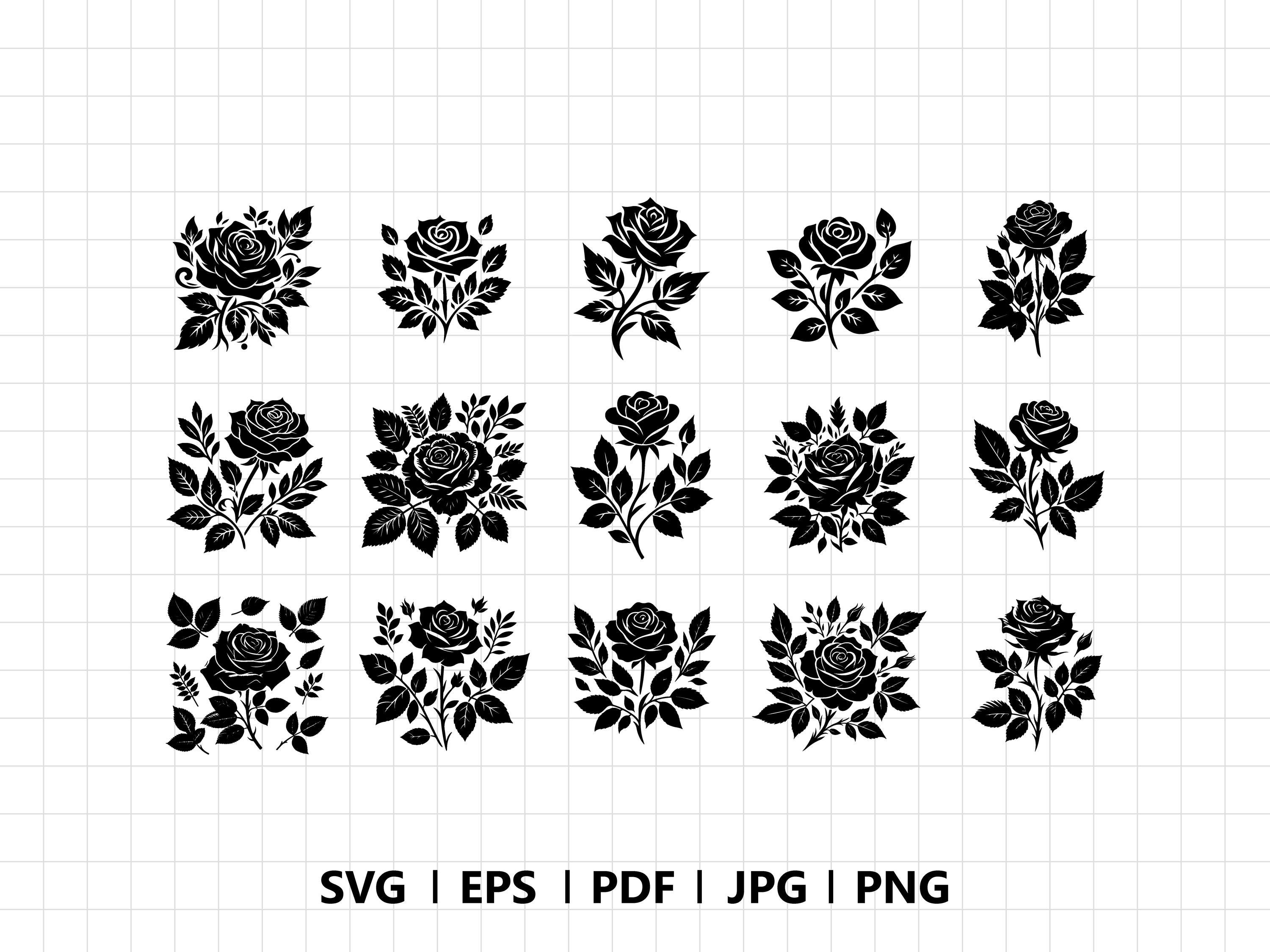 Vintage Rose SVG Bundle, Rose Clipart for Cricut , Floral Design SVG ...