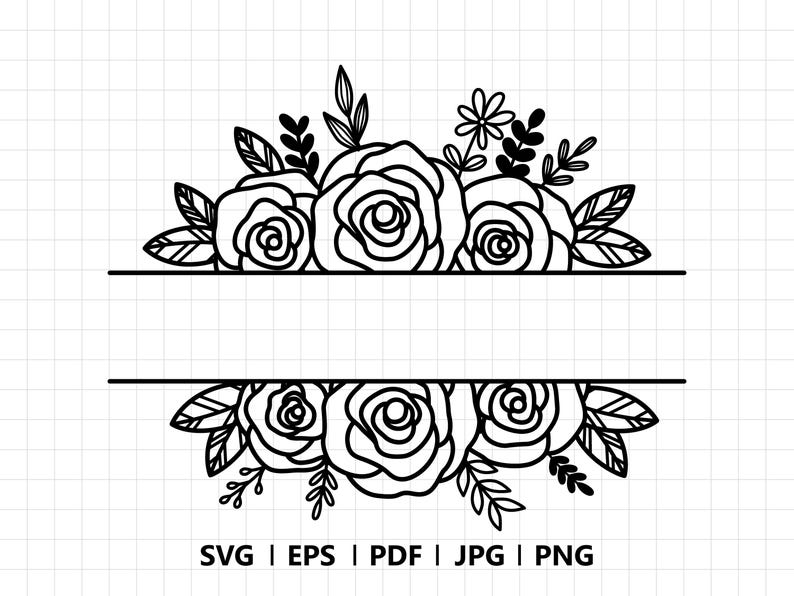 Floral Split Monogram SVG, Monogram Frame,floral Svg,png,flower Frame ...