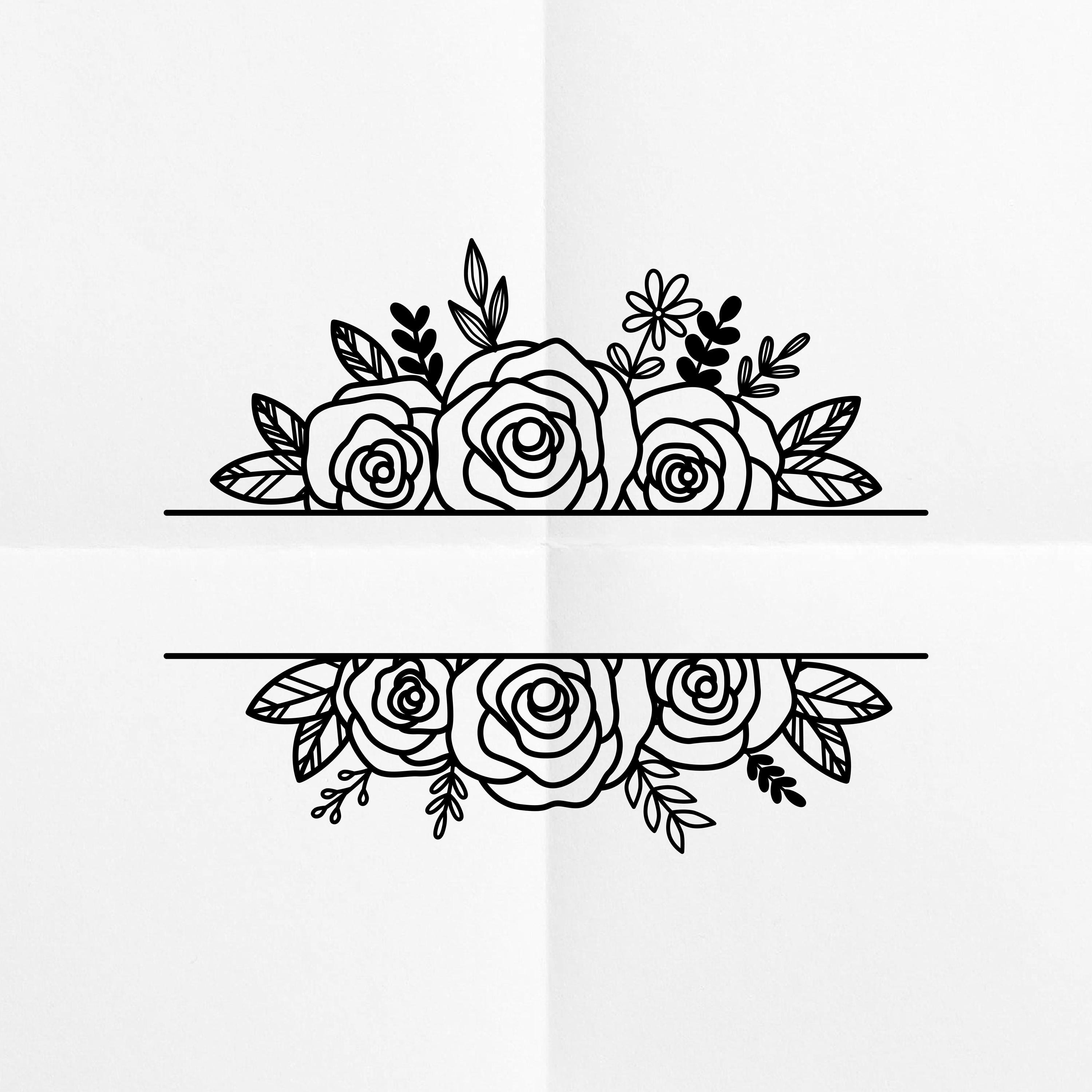 Floral Split Monogram SVG, Monogram Frame,floral Svg,png,flower Frame ...