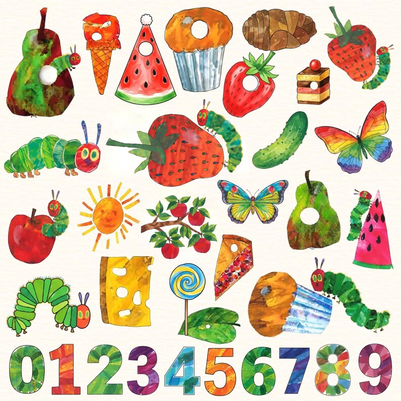 The Very Hungry Caterpillar Clip Art Set | Transparent PNG Digital ...