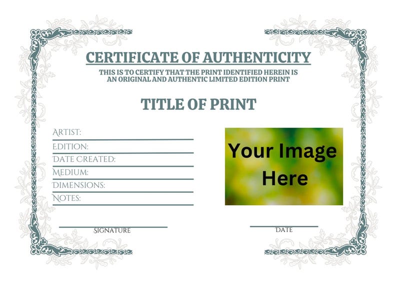 Bundle of 5 Editable Certificate of Authenticity Template | Printable ...