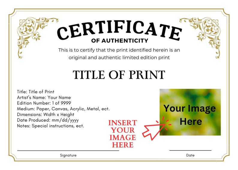 Bundle of 5 Editable Certificate of Authenticity Template | Printable ...