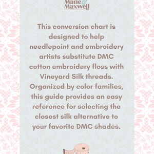 DMC to Vineyard Silk Conversion Chart: Needlepoint Thread Color Guide ...