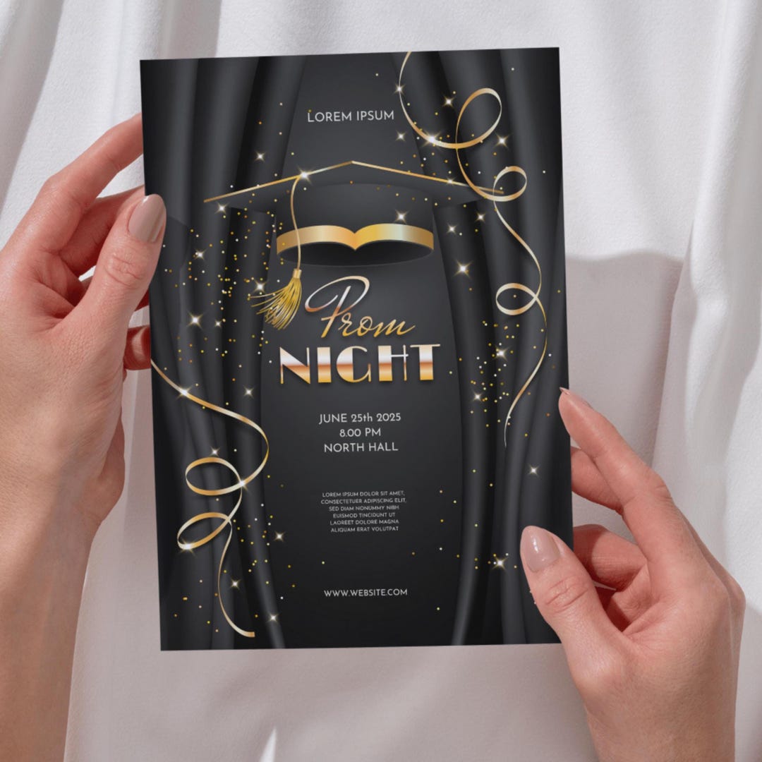 Prom Night Invitation Template – Class of 2025 Editable Canva Invite ...