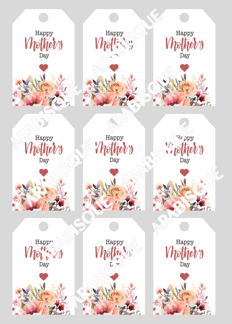 3 Printable Mother’s Day Gift Tags | Floral Gift Tags | Instant ...
