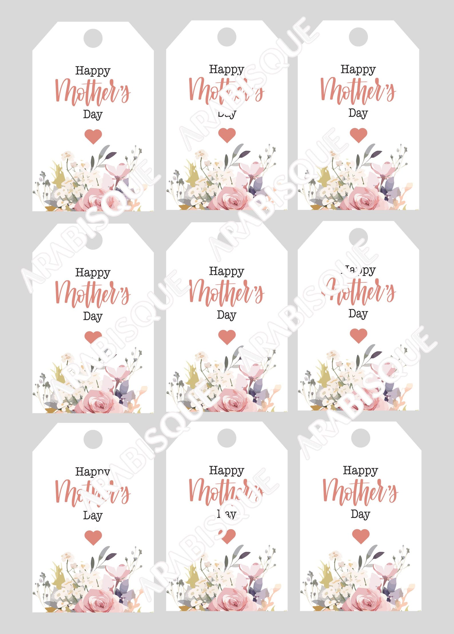 3 Printable Mother’s Day Gift Tags | Floral Gift Tags | Instant ...