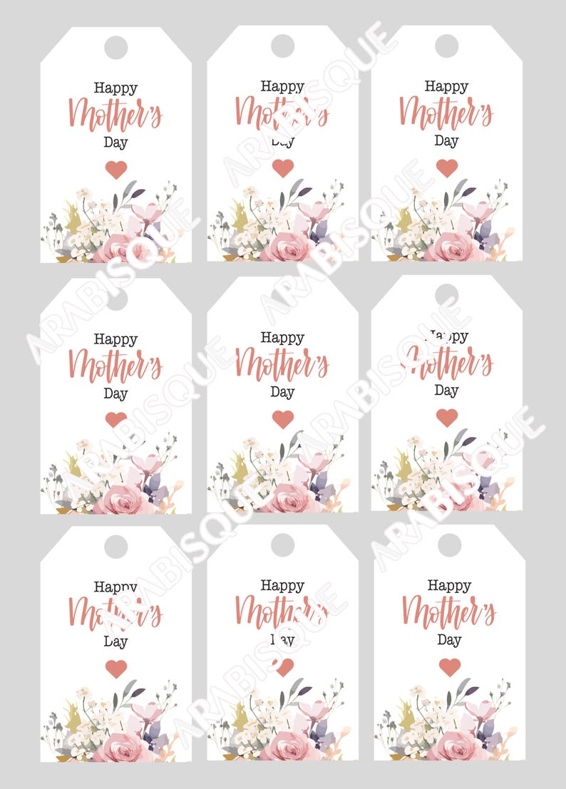 Floral Mother's Day Gift Tags | Watercolor Printable Set (instant ...