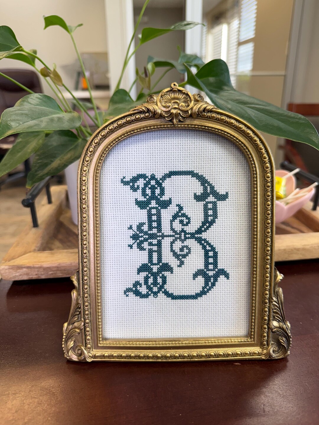 Framed Handmade Monogram Cross Stitch - Etsy