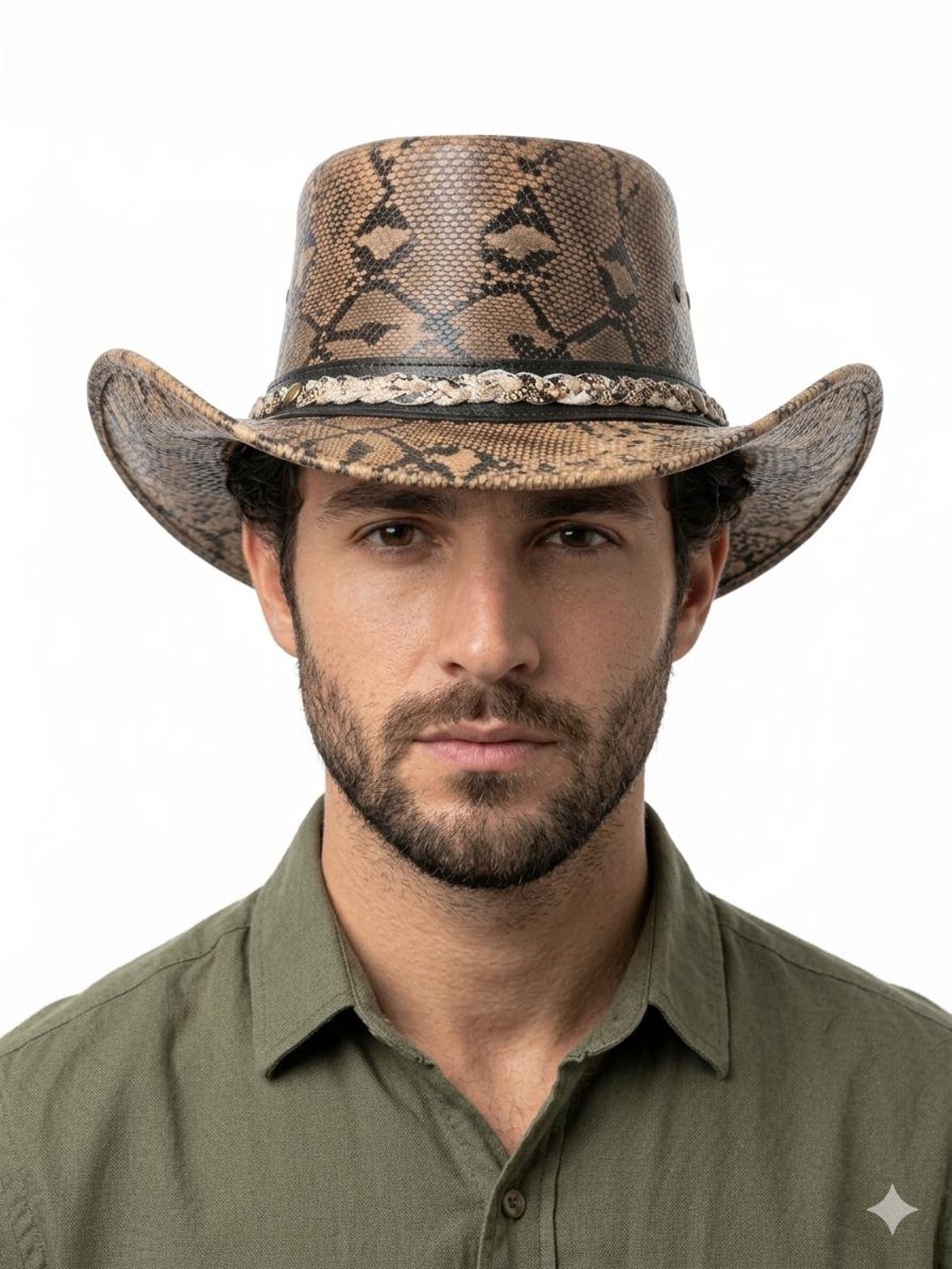 Handmade Men’s Exotic Snakeskin Print Leather Cowboy Hat – Western ...