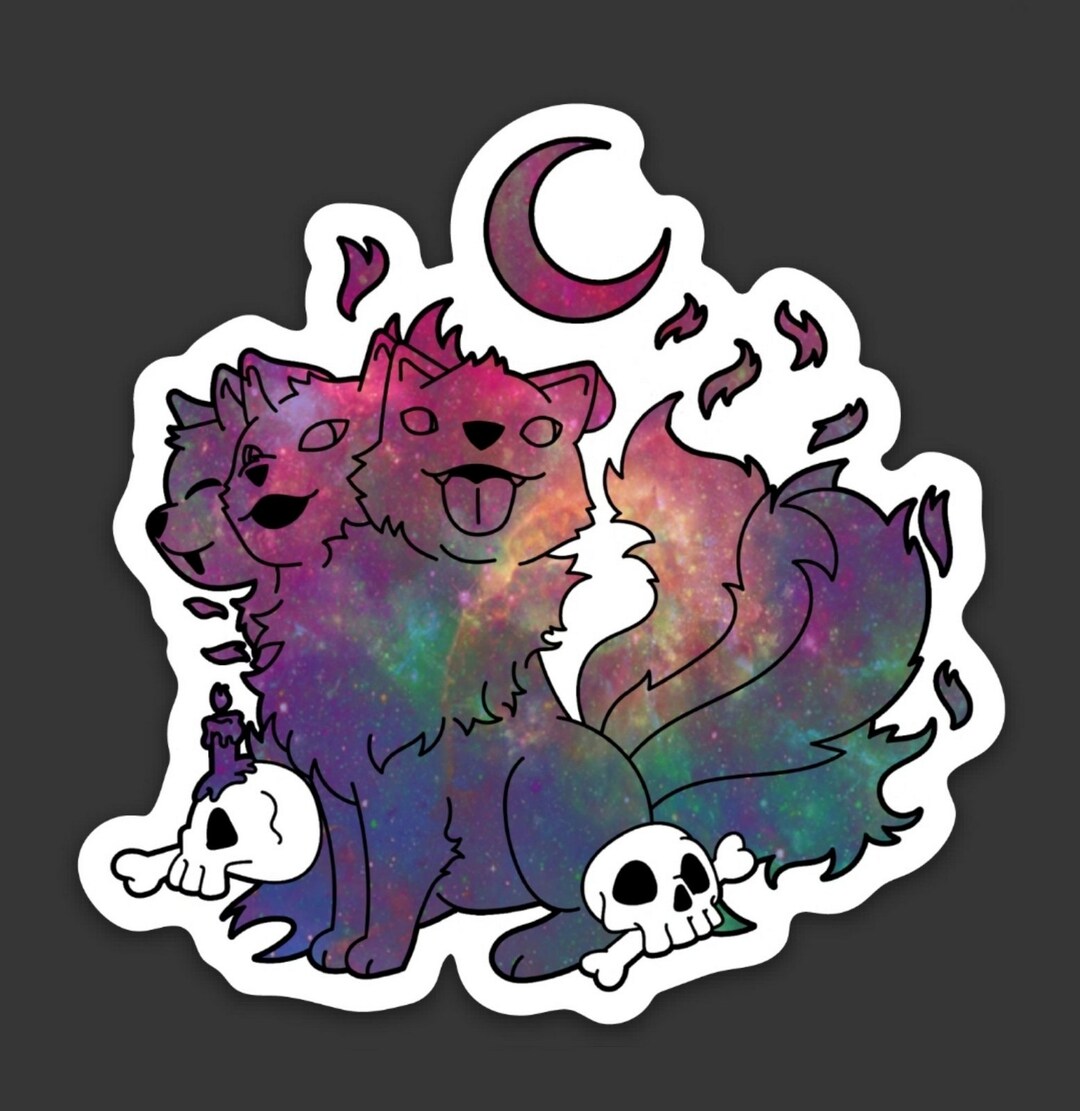 Mystic Cosmic Kawaii Cute Cerberus 3 Headed Dog Sticker - Etsy